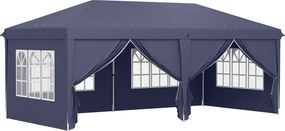 Outsunny skládací pavilon 6 x 3 m, odnímatelné boční stěny, velká okna, dveře na zip, ocelový rám, modrý