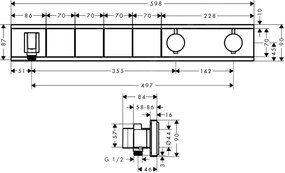 Hansgrohe RainSelect, baterie pod omítku na 4 spotřebiče, chromová, 15357000