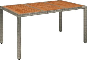 Zahradní stůl s dřevěnou deskou šedý 150 x 90 x 75 cm polyratan 319902
