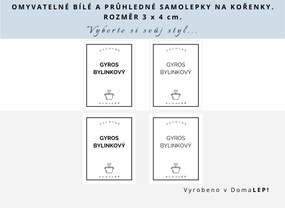 GYROS BYLINKOVÝ - Samolepka na kořenky 3 x 4 cm - DomaLEP varianta: PRŮHLEDNÁ - základní písmo