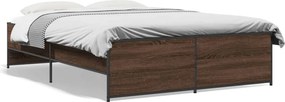Rám postele hnědý dub 140 x 190 cm kompozitní dřevo a kov 3279901