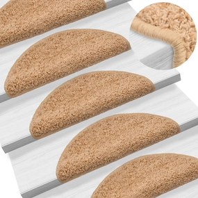Schodové rohože 15 ks 56 x 17 x 3 cm béžové, půlkulaté 133894