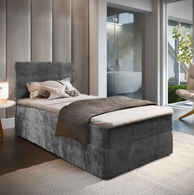 Čalouněná postel boxspring GLORIEN VELVET 80x200 cm šedá Matrace: Matrace Bonell pružinová