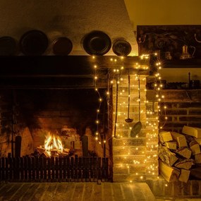 LED světelný řetěz, kapičky, 12 pramenů × 1,5 m venkovní, teple bílá, 180 diod, měděný kabel, IP44, vč. zdroje