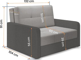 IDZ Pohovka TOP II, 132 cm Barva látky: Šedo-zelená a černá (Bahama 34 + Bahama 36)