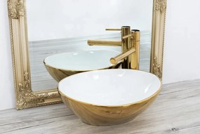 SATUR gold+white Umyvadlo na desku - lesk