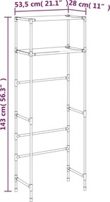 vidaXL 2patrový úložný regál nad toaletu 53,5x28x143 cm železo [343134] Barva: Černá