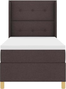 Postel s boxspringem s čelo Tmavě hnědá 100 x 200 cm textil 3341822