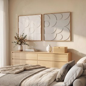 HOMCOM Dekorace stěn 3D sada 2 geometrických nástěnných dekorací Moderní nástěnná dekorace obývacího pokoje, chodby, 80 x 3,5 x 80 cm, bílá