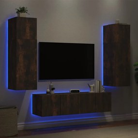 vidaXL 6dílná obývací stěna s LED osvětlením kompozitní dřevo [3216836] Barva: kouřový dub