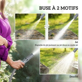 Zavlažovací buben Outsunny s 20m hadicí a 2m vstupem, nastavitelná dvoufázová trysky, nástěnný nebo samostatný