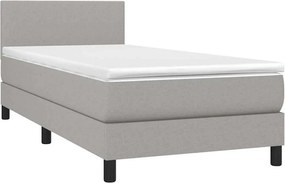 Box spring postel s matrací a LED světle šedá 100x200 cm textil 3132973