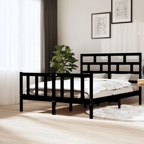 Rám postele černý masivní borovice 160 x 200 cm,  3101362
