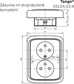 ABB Tango dvojzásuvka hnědá 5512A-2349 H