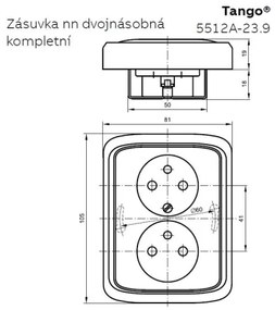 ABB Tango dvojzásuvka hnědá 5512A-2349 H