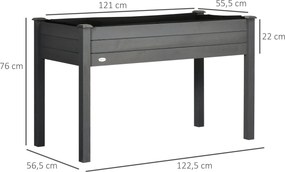 Vyvýšený zahradní záhon Outsunny rozměry 123L x 57W x 76H cm, obsahuje zavlažovací vložky + drenážní textilem, solidní jedlové dřevo