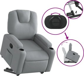 Zvedací polohovací křeslo světle šedé textil 3204368