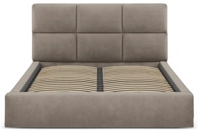 Světle hnědá čalouněná dvoulůžková postel s úložným prostorem s roštem 160x200 cm Libera – Windsor &amp; Co Sofas