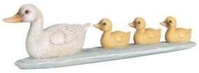 Dekorace máma kachna se 3 malými káčátky ve vodě – 26x6x7 cm