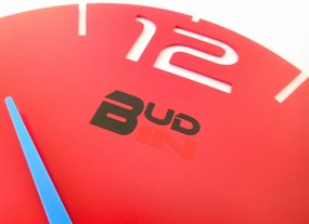Červené plastové designové nástěnné hodiny BUD-IN C1909.2