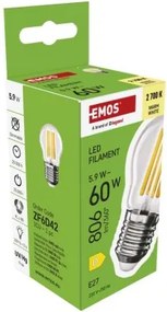 Emos lighting LED žárovka Filament Mini Globe / E27 / 5,9 W (60 W) / 806 lm / teplá bílá 1525743211