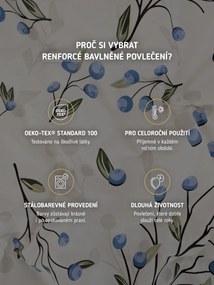 MK Lůžkoviny Bavlněné povlečení Renforcé - Borůvky přírodní 140 × 200 cm, 70 x 90 cm