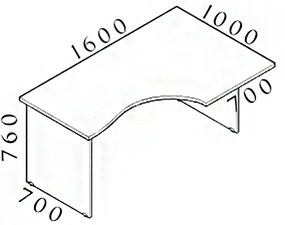 Ergonomický stůl Visio 160 x 100 cm, pravý, javor