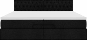 Osmanský rám postele s matrací černá 200x200 cm textil 3311569