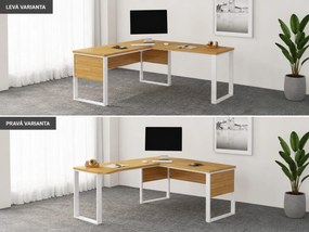 Rohový kancelářský stůl Houseland Nuvia Home 01 160 cm dub/bílý