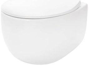Rea Lars, závěsná WC mísa Rimless 50x37x29 cm včetně sedáku s pomalým zavíráním, bílá, REA-C9500