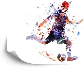 Fototapeta Akvarel Silueta Fotbalového Hráče Omyvatelný vlies 180x120