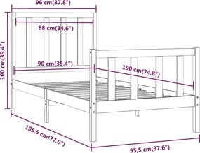 vidaXL Rám postele masivní borovice 90 x 190 cm Single [3105191] Barva: Bílá