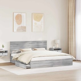 Postel s úložným prostorem se zásuvkou Šedá Sonoma 180 x 200 cm 3410775