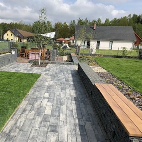 KULHÁNEK zahradní nábytek Sedák na gabion Odstín nátěru: individuální, Šířka sedáku na gabion / zídku: 35 cm, Délka sedáku na gabion / zídku: 100 cm