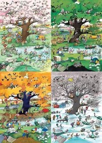 HEYE Puzzle Cartoon Classics: Čtyři roční období / 2000 dílků / 69 × 9