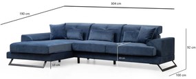 Atelier del Sofa Rohová sedací souprava Frido Left (Chl+3R) - Navy Blue, Modrá