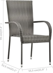 vidaXL Stohovatelné zahradní židle 4 ks polyratan [310085] Barva: Šedá