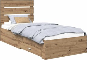 Rám postele s čelo Artisanový dub 90 x 190 cm Kompozitní dřevo 3412027