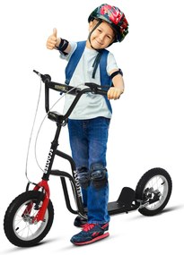 HOMCOM Dětská koloběžka Scooter Městská koloběžka od 5 let s 12palcovými pneumatikami v černé barvě 120x58x75-80 cm pro bezpečnou zábavu při jízdě | …