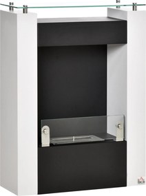 HOMCOM Bioetanolový Krb s Hořákem 1,5 l a Tepelně Odolnou Skleněnou Policí, 3hodinový Čas Hoření, Rozměry 60x20x79cm, Ovládání Plamene a Klíč v Ceně -