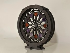 Li-Go "Srdce, ametystová/karneolová mandala" Stolní lampa 20x22 cm černá s patinou