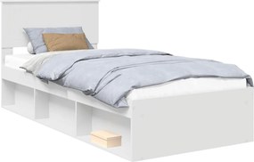 Rám postele s čelo Bílá 90 x 200 cm Masivní borové dřevo 3410645