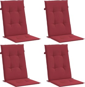 Podušky na židli vysoké opěradlo 4 ks vínové 120x50x3 cm textil 314114