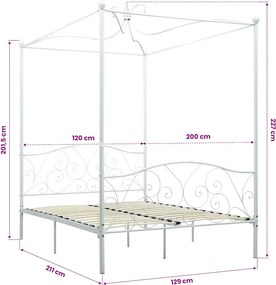 Rám postele s nebesy bílý kovový 120 x 200 cm 284470