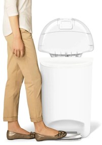 Pedálový odpadkový koš Simplehuman – 50 l, půlkulatý, plast, bílý