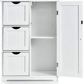 Costway Koupelnová skříňka úložná se 3 zásuvkami – 60 × 30 × 81 cm, bílý