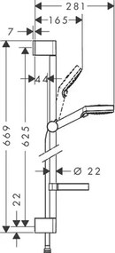 Hansgrohe - Set sprchové hlavice, 2 proudy, mýdlenky, tyče a hadice, b