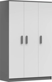 IDZ Šatní skříň SMYK II 3D 19, 120 cm Bílá + Grafit / Barevné úchytky Barva: Grafit