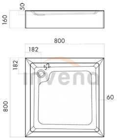 Invena Invena, akrylátová sprchová vanička 80x80x16 cm, bez sifonu, bílá lesklá, INV-AK-80-K83-P