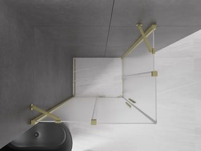 Mexen Velar Duo, sprchový kout s posuvnými dveřmi 90 x 80 cm, 8mm sklo námraza, zlatá matná, 871-090-080-32-55